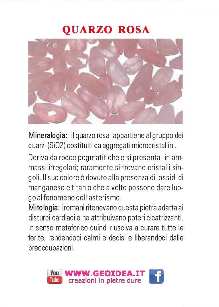 quarzo rosa – scheda – Geoidea